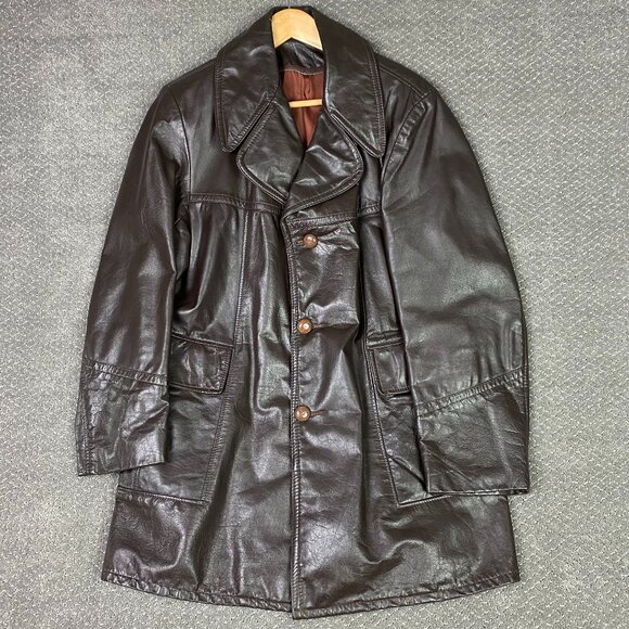 Sears | Jackets & Coats | Vintage 7s Sears Leather Jacket Mens 42 Brown ...